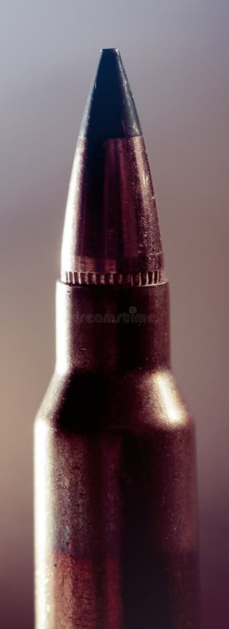 Vertical Image of a Single Rifle Bullet Stock Photo - Image of detail ...