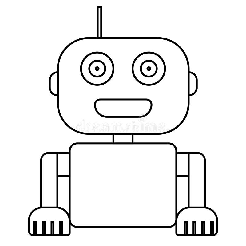 Simple Robot Toy Drawing for Kids Stock Vector - Illustration of color ...