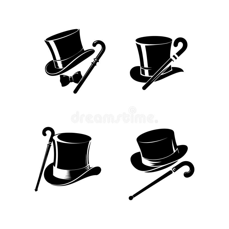 Top hat and cane stock illustration. Illustration of brand - 375402466