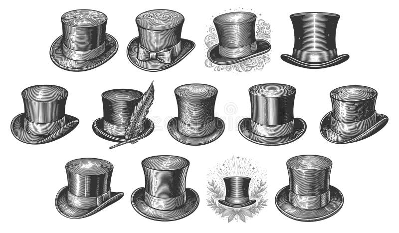 Top Hat Engraving Sketch Raster Illustration Stock Photos - Free ...