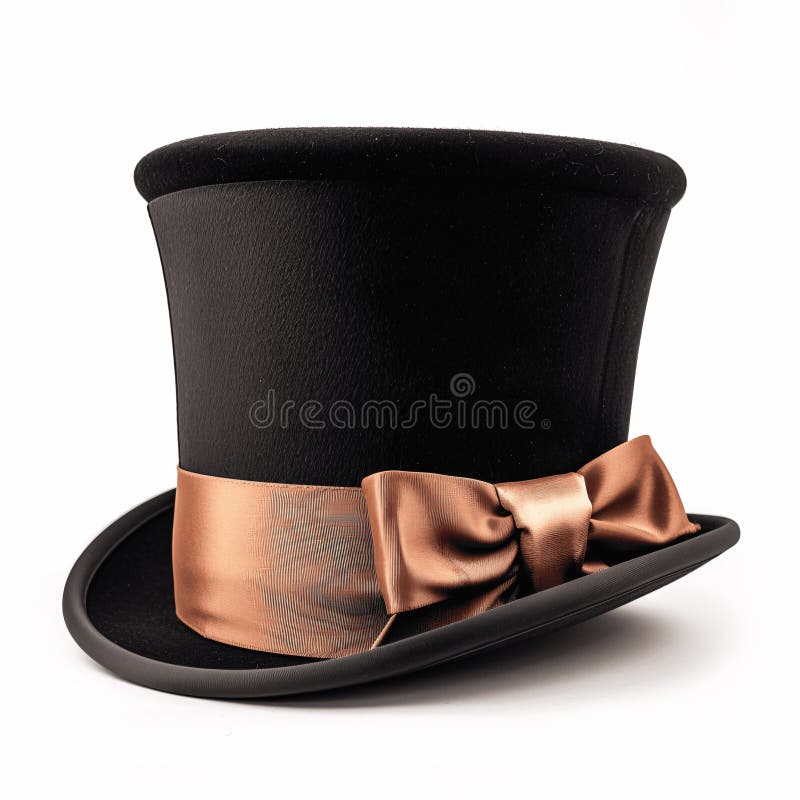 Top Hat with Gold Ribbon on White Background Stock Illustration ...