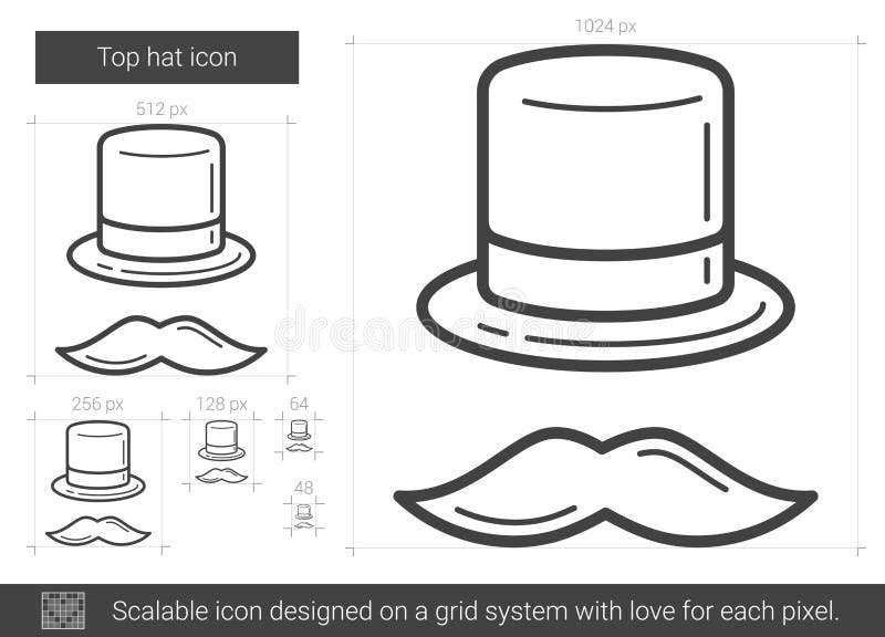 Top hat line icon. stock vector. Illustration of design - 94330206