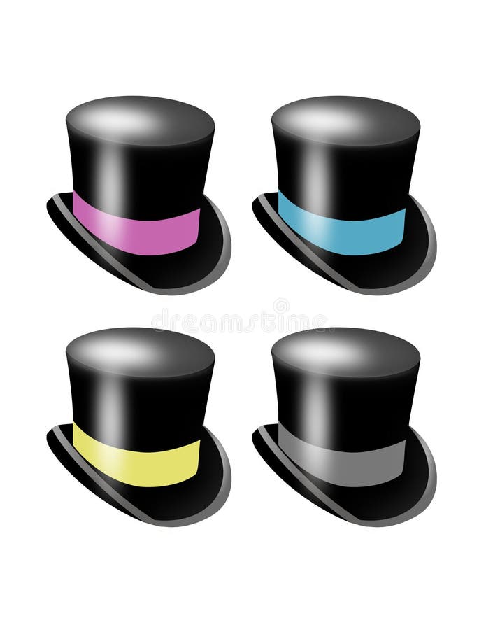 Three black top hats stock illustration. Illustration of satin - 5738254
