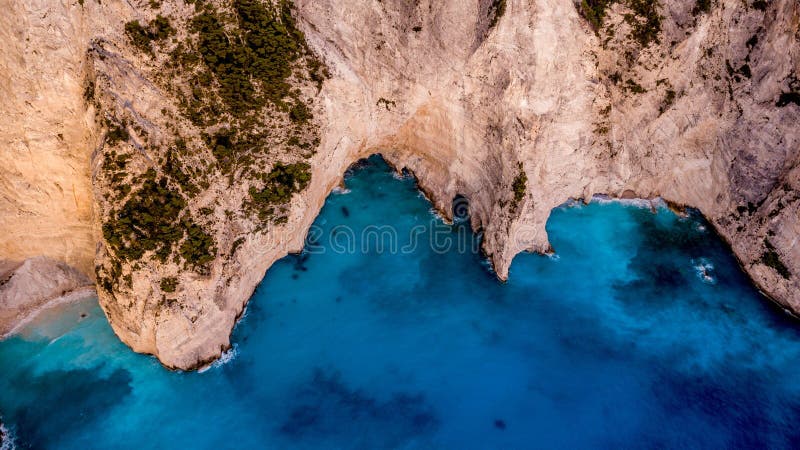 Top High-angle of Sharp Rock Edges on Navagio Beach Stock Photo - Image ...