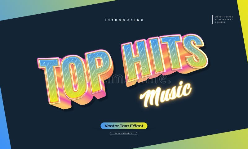 Top Hits Music Text Effect stock vector. Illustration of colorful ...