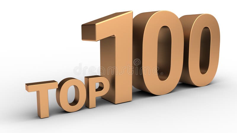 Top Hundred. Isolated on White Background. 3D-rednering. Stock ...