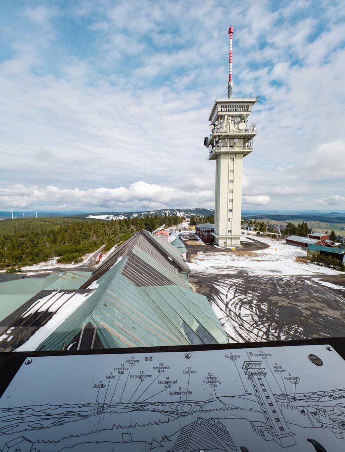Top of the Klinovec Mountain Rectangular Broadcasting Tower Stock Image ...