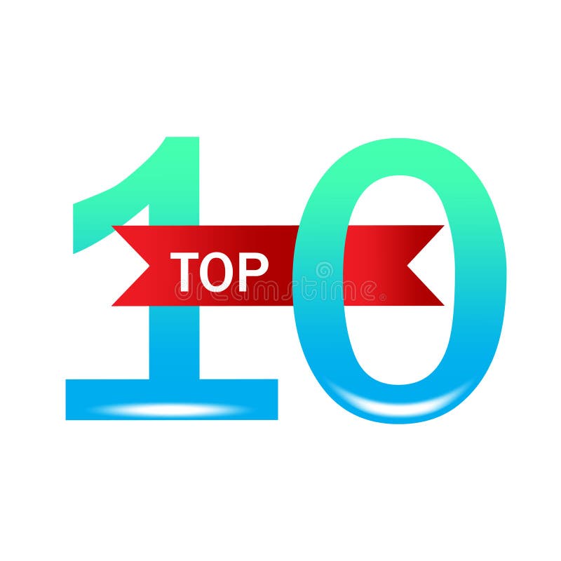 Top 10 Label. Gradient Ten Shape. Bold Red Ribbon. Vector Concept Stock ...