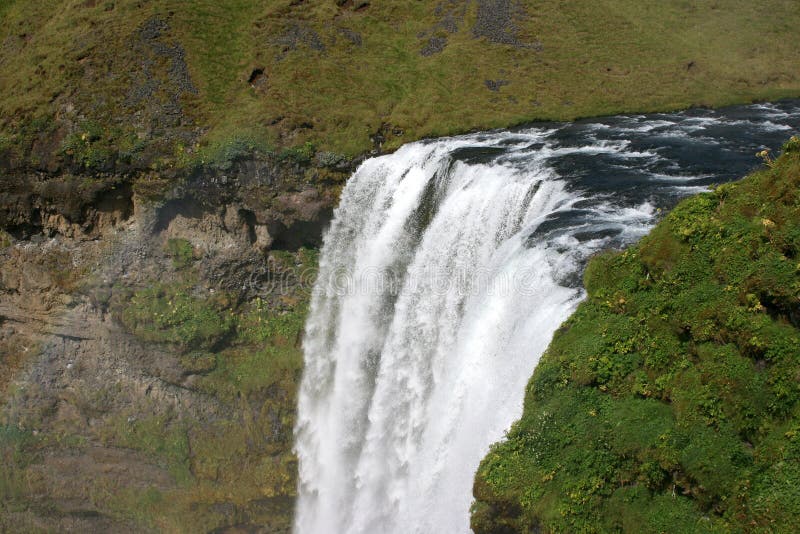 Top of a large waterfall stock photo. Image of water, grass - 8692810