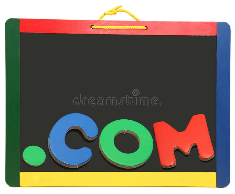 Top Level Domain Dot COM on Chalkboard Stock Photo - Image of blue ...