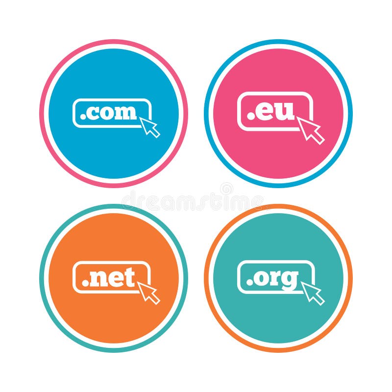 Top-level Domains Signs. Com, Eu, Net and Org. Stock Vector ...