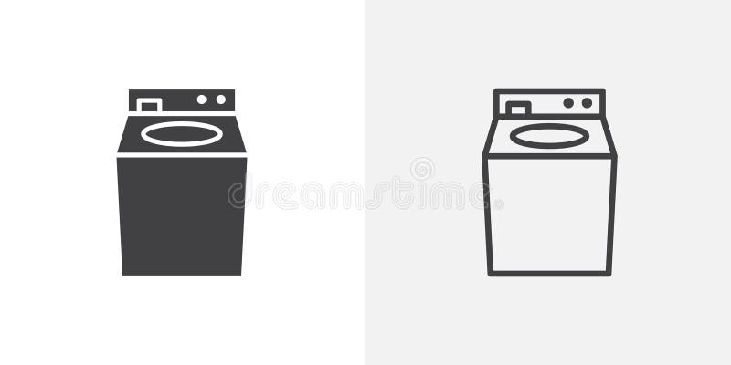 Top Load Washer Thin Line Vector Icon Set Stock Illustration ...