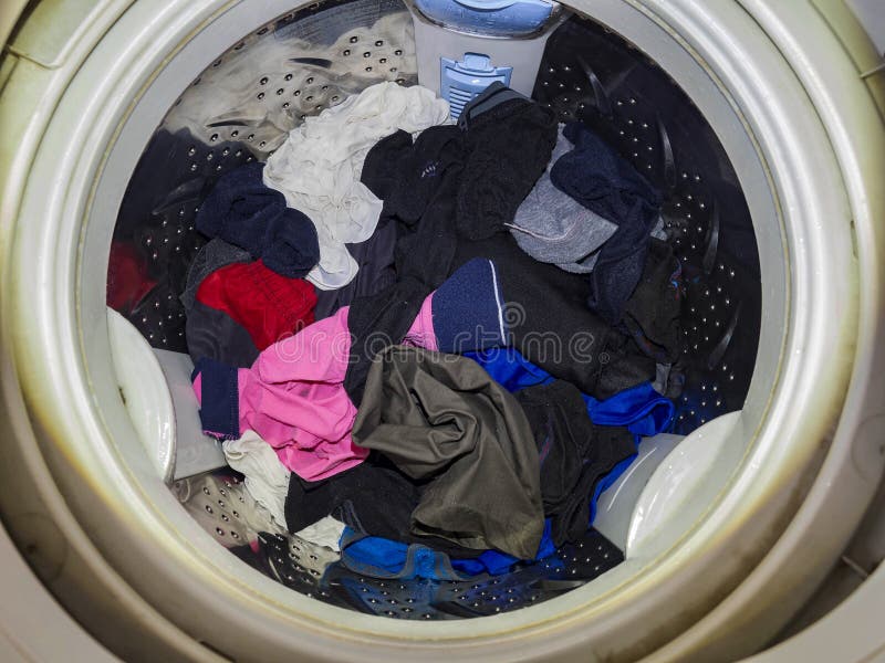 Top Loading Washing Machine Washes Laundry. Internal View of a Washing ...