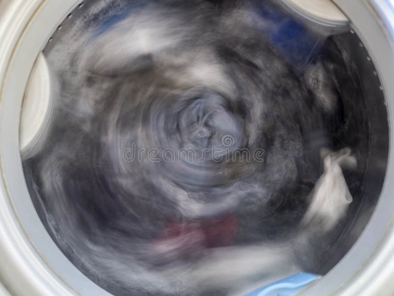 Top Loading Washing Machine Washes Laundry. Internal View of a Washing ...