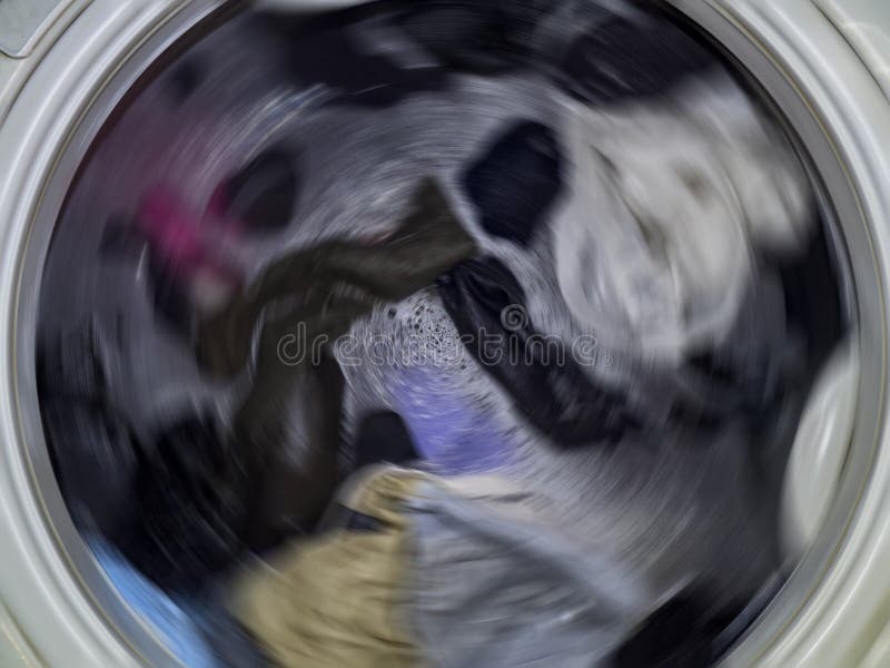 Top Loading Washing Machine Washes Laundry. Internal View of a Washing ...