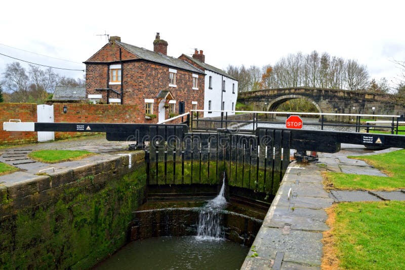 The Top Locks, Lathom, Lancashire, England Stock Photo - Image of boats ...