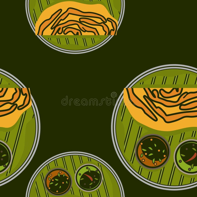 Top Masala Dosa on Plate Vector Illustration with Dark Background ...