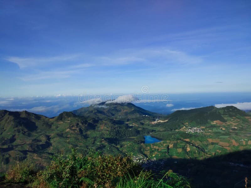 Top of the Mount Prau in Central Java, Indonesia Against a Blue Sky ...