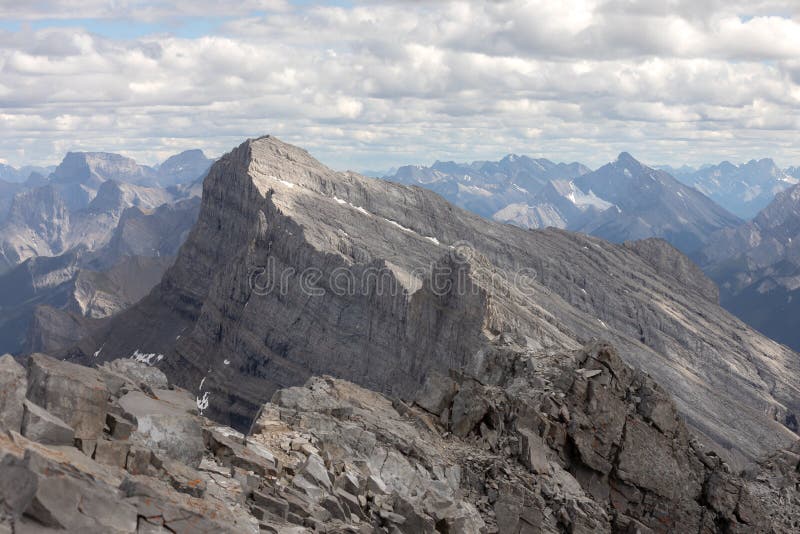 On the top of Mount Rundle stock photo. Image of clouds - 172380232