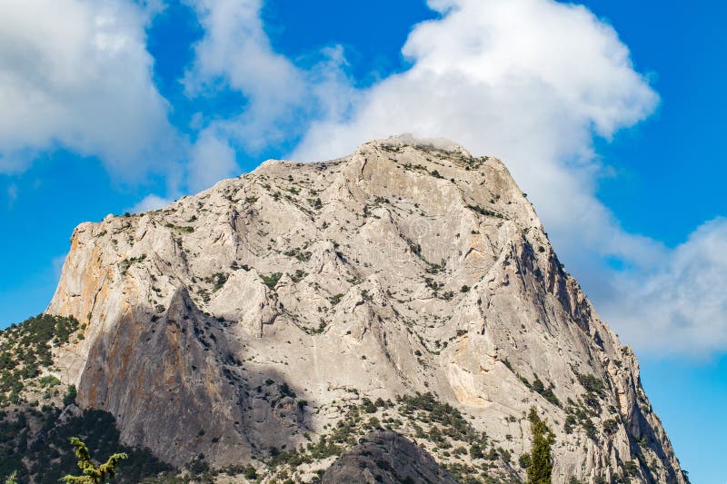 Top of Mountain is Close-up, Stone Rock with Sharp Protrusions, Clear ...