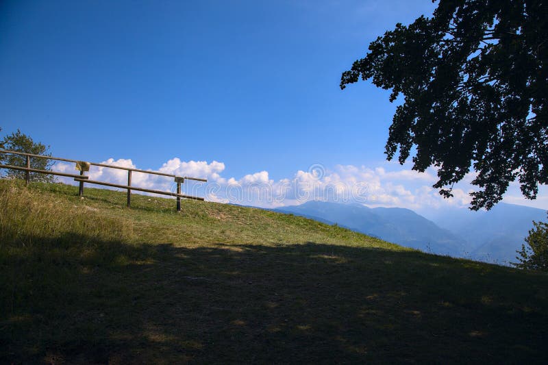 Top of a Mountain with a Wooden Railing Stock Photo - Image of outdoors ...