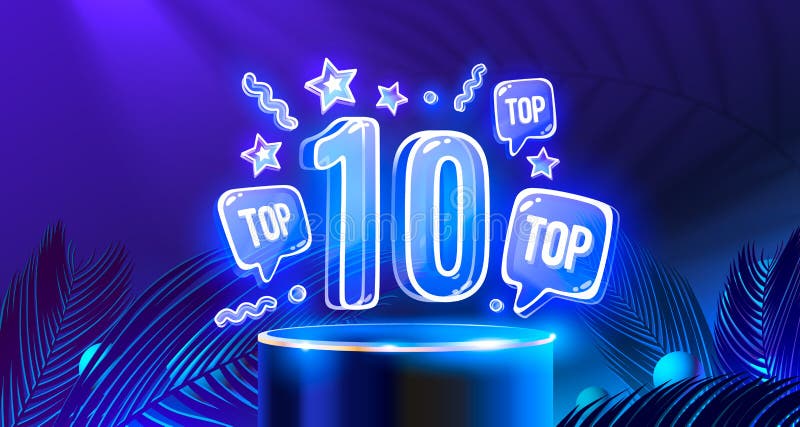 Top 10 Neon Podium, Award Best Banner. Vector Stock Vector ...