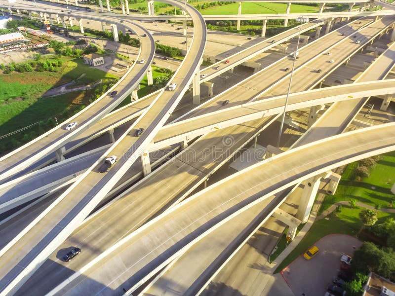 Top Ninety Degree View Stack Interchange Expressway in Houston, Stock ...