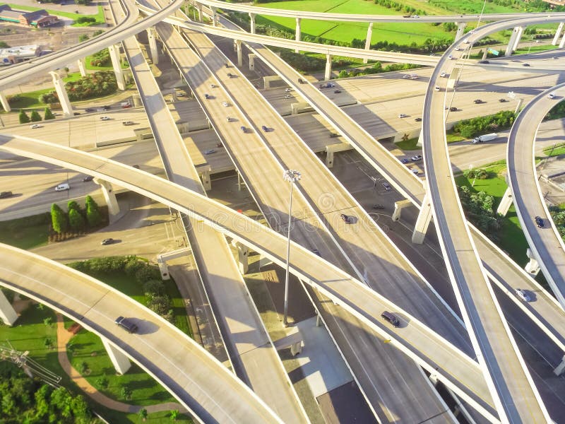 Top Ninety Degree View Stack Interchange Expressway in Houston, Stock ...