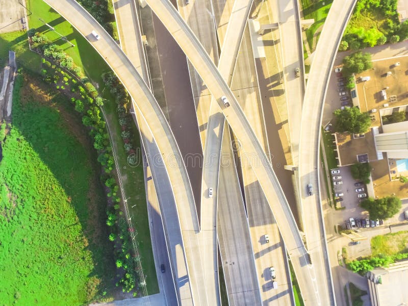 Top Ninety Degree View Stack Interchange Expressway in Houston, Stock ...