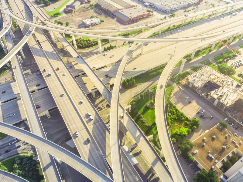 Top Ninety Degree View Stack Interchange Expressway in Houston, Stock ...