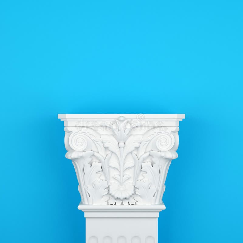 Top Part of a Greek Column on a Blue Background Stock Illustration ...