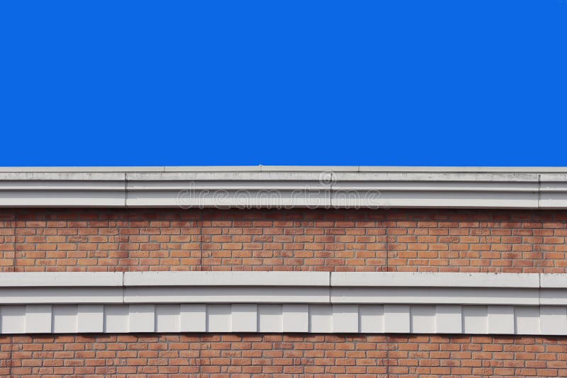 Top Part of High Brick Stack Wall Design Building with Clear Blue Sky ...