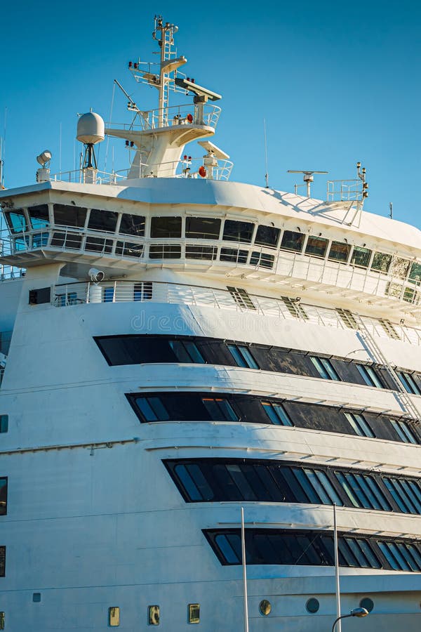 Top Part of a Large White Ship during Daytime Stock Image - Image of ...