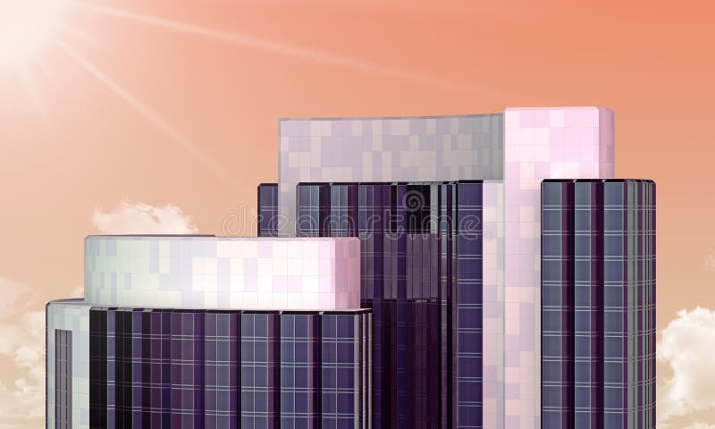 Top Part Skyscraper in Pink Tinted Stock Illustration - Illustration of ...
