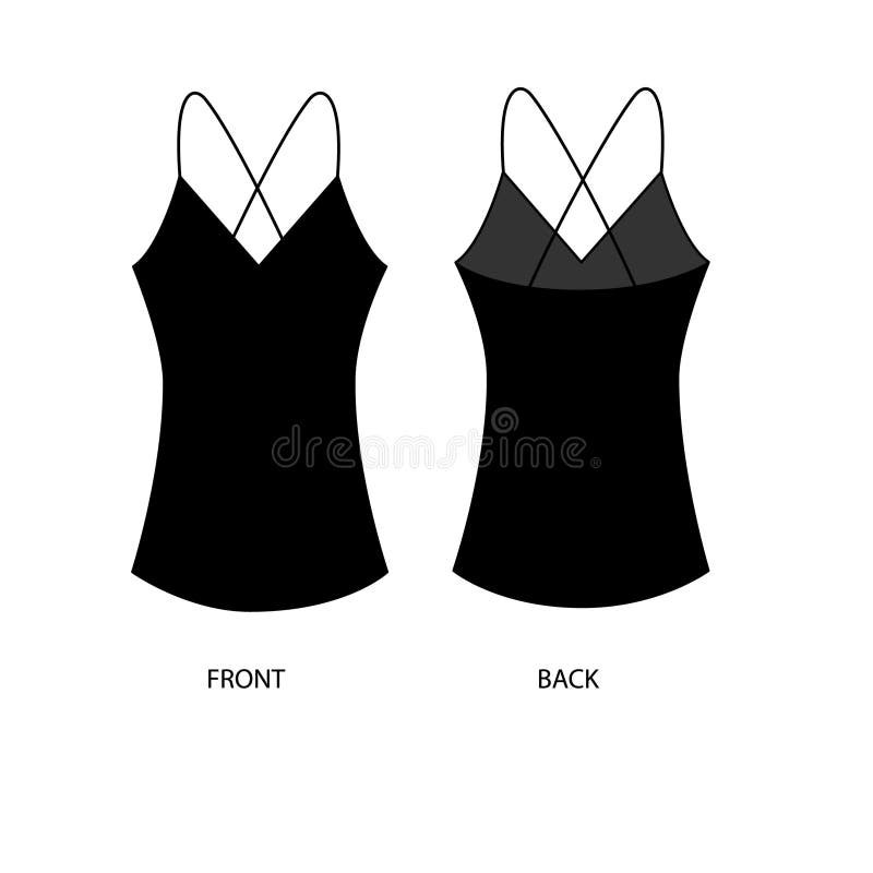 Top Pattern with Thin Straps, Front and Back Views. Stock Vector ...