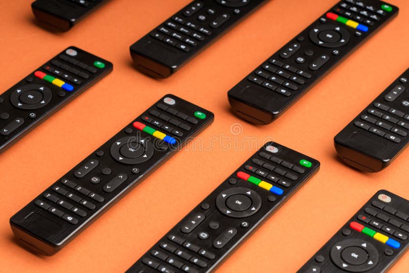 Top Perspective View of Black TV Remote Controls Stock Image - Image of ...