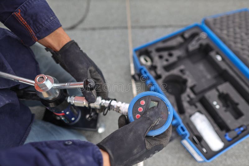 Engineer Inspecting Pull Machinery Testing Chemical Set Fall Arrest ...