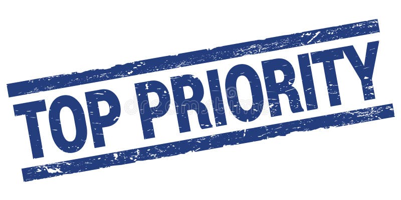 TOP PRIORITY Text on Blue Rectangle Stamp Sign Stock Photo - Image of ...