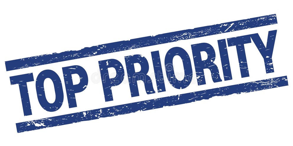 TOP PRIORITY Text on Blue Rectangle Stamp Sign Stock Photo - Image of ...