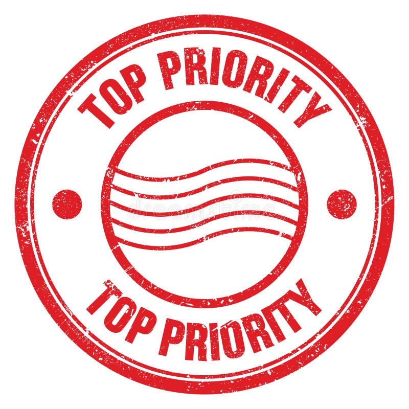 TOP PRIORITY Text Written on Red Round Postal Stamp Sign Stock ...