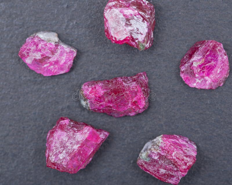 Top Quality a Grade Small Rough RUBY Crystals from Tanzania on Black ...