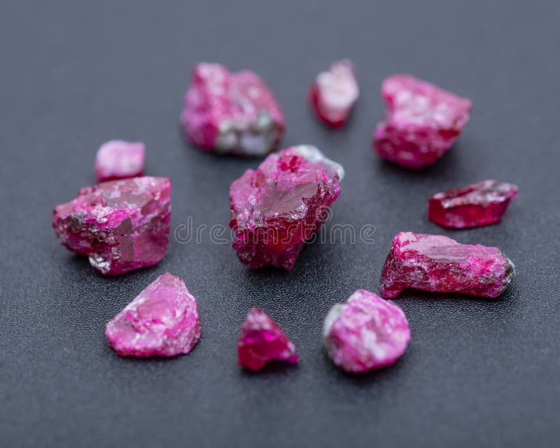 Rough Ruby with Zoisite in Front of Black Stock Image - Image of rare ...