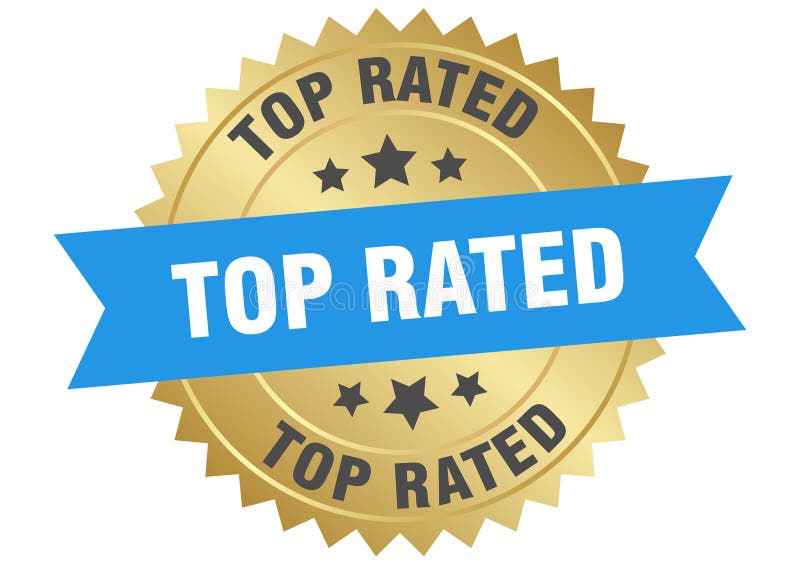 Top Rated. Top Rated Round Blue and Gold Label Isolated on Transparent ...