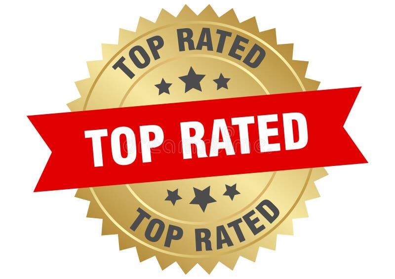 Top Rated. Top Rated Round Red and Gold Label Isolated on Transparent ...
