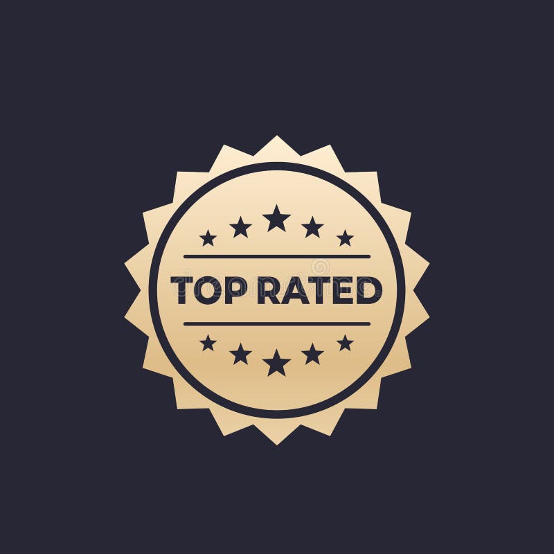Top Rated Vector Badge, Gold on Dark Stock Vector - Illustration of ...