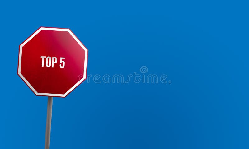 Top 5 - Red Sign with Blue Sky Stock Illustration - Illustration of ...