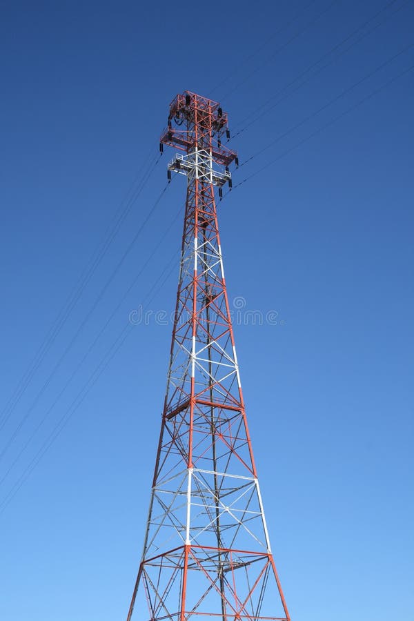 Top of the Red and White Electricity Pylon Stock Image - Image of ...