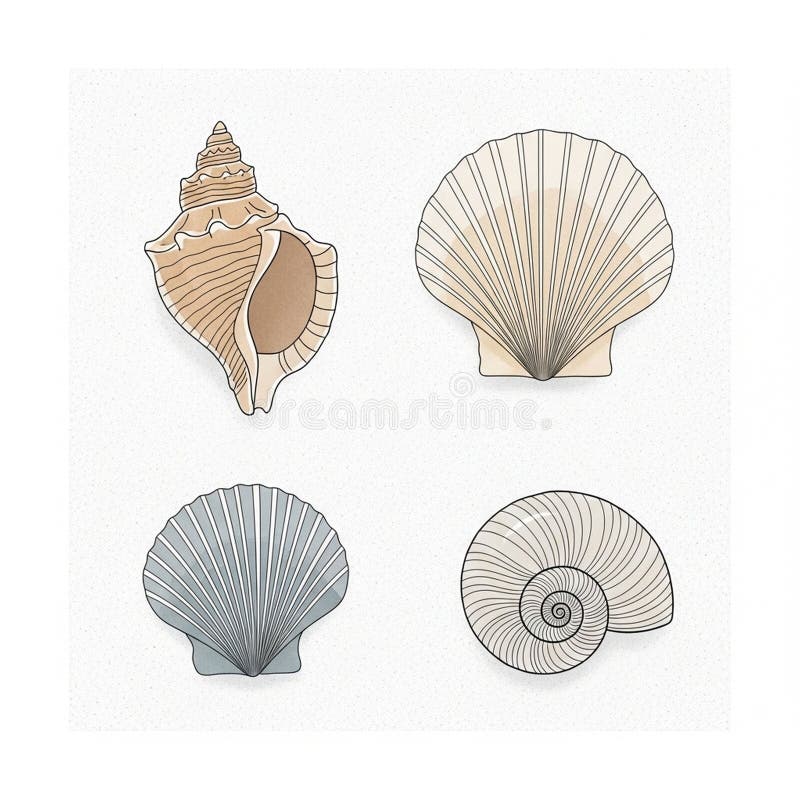 Shaped Scallop Shells Stock Illustrations – 252 Shaped Scallop Shells ...