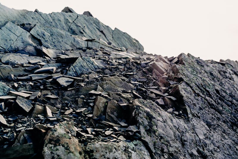 The Top of a Rocky Mountain Range. Gray Flat Stones Stock Photo - Image ...