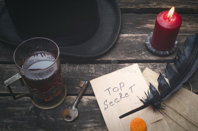 Top Secret Message. Detective Agent Table. Stock Image - Image of ...